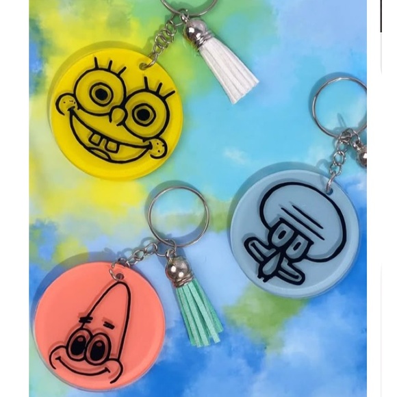 Hand Crafted | Toys | Spongebob Patrick Or Squidward Key Ringbag Charm ...